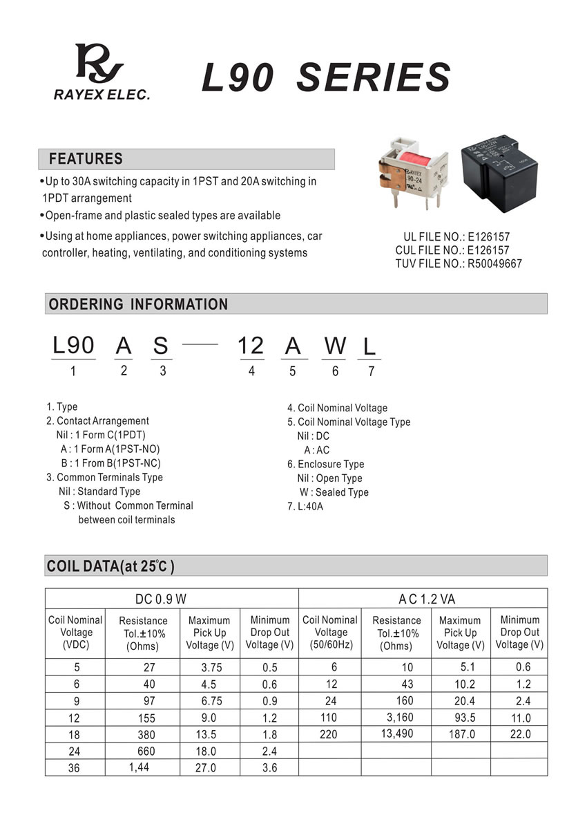 L90 SERIES - RAYEX ELECTRONICS CO., LTD.