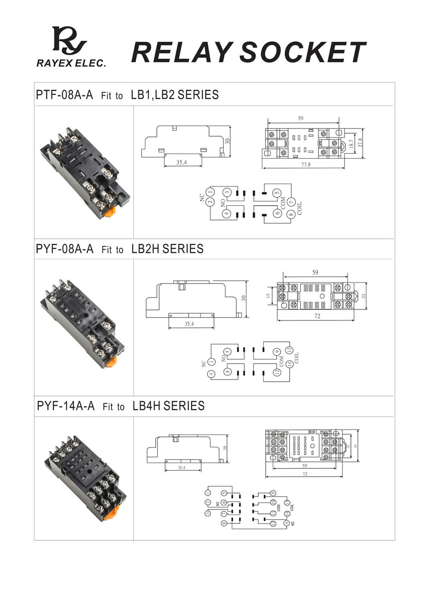 LB SOCKET PTF-08A-A，PYF-08A-A，PYF-14A-A - RAYEX ELECTRONICS CO., LTD.