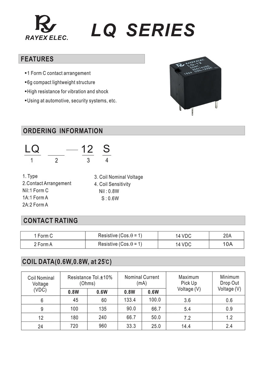 LQ SERIES - RAYEX ELECTRONICS CO., LTD.