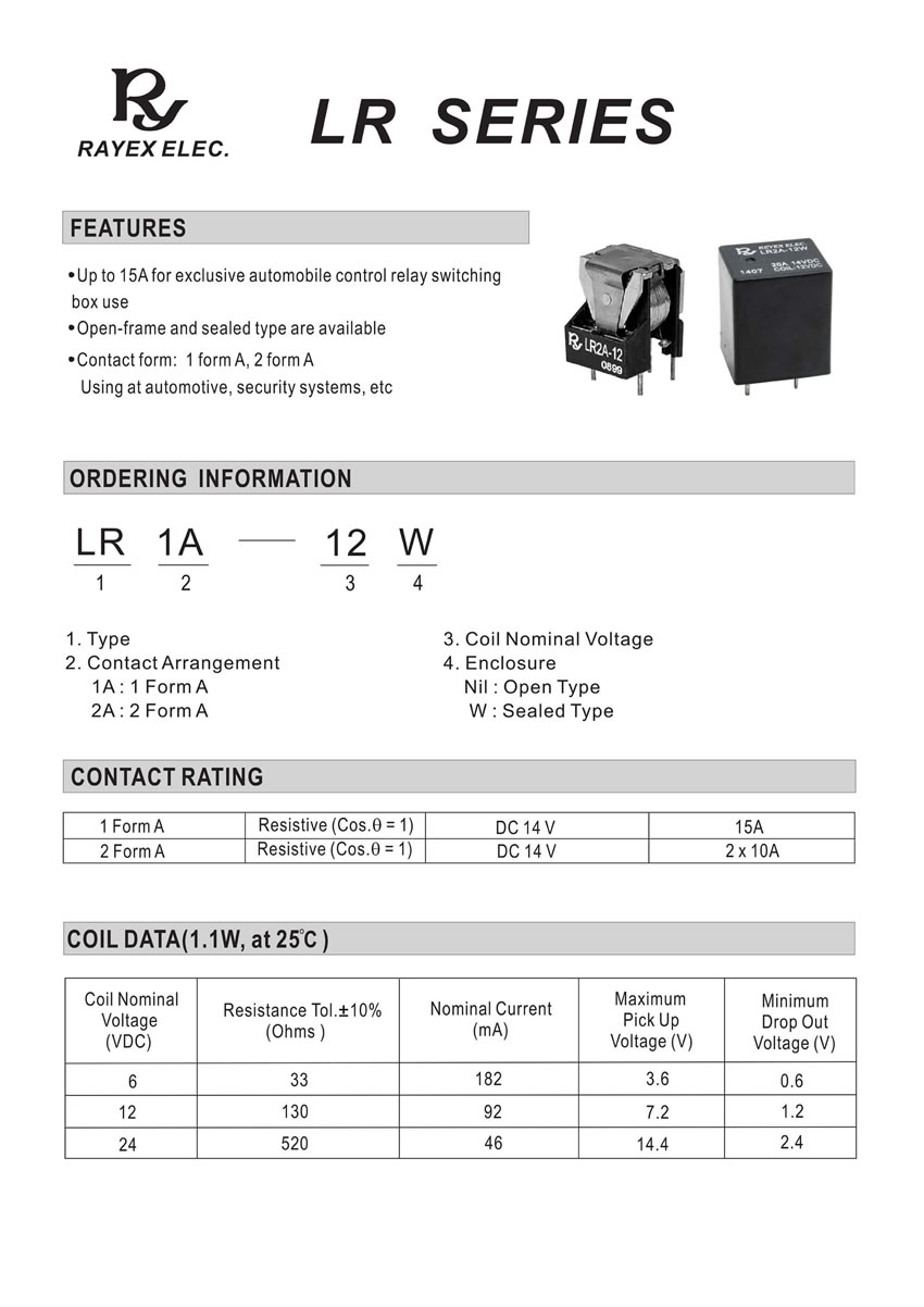 LR SERIES - RAYEX ELECTRONICS CO., LTD.